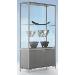 LINK Staufachvitrine, Verglasung 4-seitig, mit Unterschrank, HxBxT 1860 x 1000 x 400 mm kaiserkraft