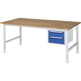 Arbeitstisch mit Schubladenschrank, Unterbau-Container mit 2 Schubladen 1 x 150, 1 x 180 mm, BxT 2000 x 1000 mm, B-Platte, Stärke 25 mm kaiserkraft