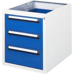 Arbeitstisch mit Schubladenschrank, Unterbau-Container mit 3 Schubladen 2 x 150, 1 x 180 mm, BxT 1000 x 1000 mm, M-Platte, St&auml;rke 22 mm kaiserkraft