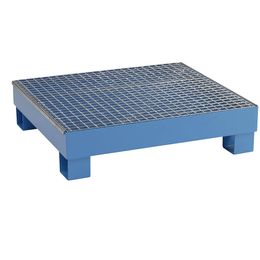 eurokraft basic Auffangwanne f&uuml;r 60 l, LxBxH 800 x 1300 x 205 mm, mit Zulassung, blau pulverbeschichtet, mit Gitterrost
