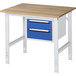 Arbeitstisch mit Schubladenschrank, Unterbau-Container mit 2 Schubladen 1 x 150, 1 x 180 mm, BxT 1000 x 800 mm, B-Platte, Stärke 25 mm kaiserkraft