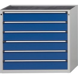 ANKE Schubladenschrank ohne Platte, Breite 1060 mm, Schubladentraglast 200 kg, 6 Schubladen &agrave; 150 mm, Front enzianblau