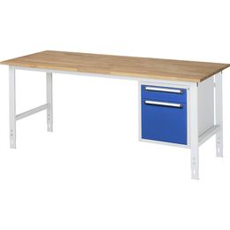 Arbeitstisch mit Schubladenschrank, Unterbau-Container mit 2 Schubladen 1 x 120, 1 x 360 mm, BxT 2000 x 800 mm, B-Platte, Stärke 25 mm kaiserkraft