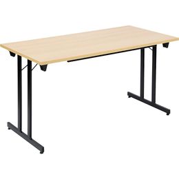 Klapptisch F25, BxT 1400 x 700 mm, Platte Buche-Dekor, Gestell schwarz kaiserkraft