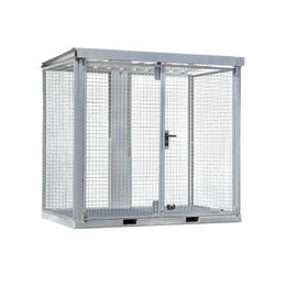 eurokraft pro Montierter Gasflaschen-Gittercontainer, 60 Flaschen mit &Oslash; 220 mm, Bodenausf&uuml;hrung Gitterrost