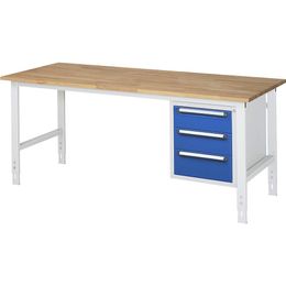 Arbeitstisch mit Schubladenschrank, Unterbau-Container mit 3 Schubladen 2 x 150, 1 x 180 mm, BxT 2000 x 800 mm, B-Platte, Stärke 25 mm kaiserkraft