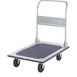 eurokraft basic Profi-Plattformwagen, Tragf&auml;higkeit 300 kg, verzinkt / verchromt, Vollgummir&auml;der