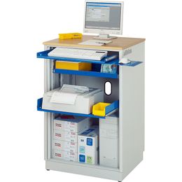 Rau Computer-Arbeitsplatz, HxBxT 1100 x 720 x 660 mm, anthrazit-metallic / enzianblau