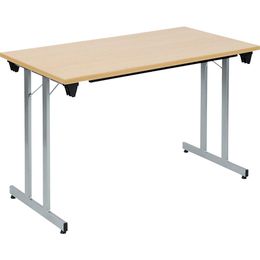 Klapptisch F25, BxT 1200 x 600 mm, Platte Buche-Dekor, Gestell alusilber kaiserkraft