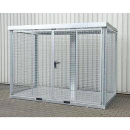 eurokraft pro Montierter Gasflaschen-Gittercontainer, 78 Flaschen mit &Oslash; 220 mm, Bodenausf&uuml;hrung Tr&auml;nenblech