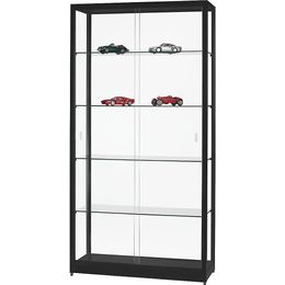 Vitrine, Breite 1000 mm, ohne Beleuchtung, HxT 1972 x 400 mm, ohne Unterschrank, schwarz kaiserkraft