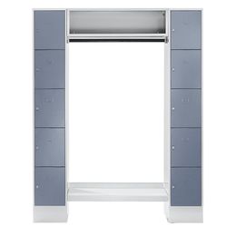 Wolf Schlie&szlig;fach-Garderobensystem Dresden, 2 Abteile, 1 Garderobe, B 1470 mm, lichtgrau / silbergrau