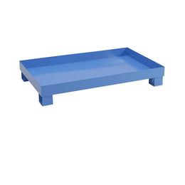 eurokraft basic Auffangwanne f&uuml;r 60 l, LxBxH 800 x 1300 x 205 mm, ohne Zulassung, blau pulverbeschichtet, ohne Gitterrost