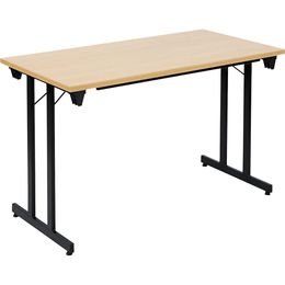 Klapptisch F25, BxT 1200 x 600 mm, Platte Buche-Dekor, Gestell schwarz kaiserkraft