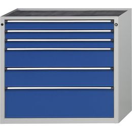ANKE Schubladenschrank ohne Platte, Breite 1060 mm, Schubladentraglast 200 kg, 6 Schubladen, Front enzianblau