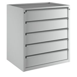 ANKE Schubladenschrank, BxT 910 x 675 mm, Schubladentraglast 100 kg, 5 Schubladen, H&ouml;he 980 mm, Front lichtgrau