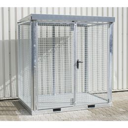 eurokraft pro Montierter Gasflaschen-Gittercontainer, 45 Flaschen mit &Oslash; 220 mm, Bodenausf&uuml;hrung Tr&auml;nenblech