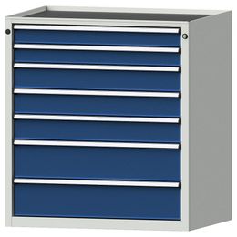 ANKE Schubladenschrank, BxT 910 x 675 mm, Schubladentraglast 100 kg, 7 Schubladen, H&ouml;he 980 mm, Front enzianblau