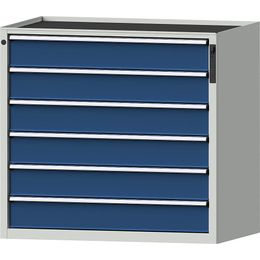 ANKE Schubladenschrank, NFC-Schloss, 6 x 150 mm Schubladen, HxBxT 980 x 1060 x 675 mm, blau