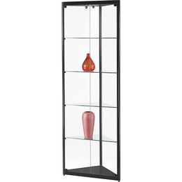 Vitrine, H&ouml;he 1984 mm, ohne Beleuchtung, BxT 500 x 500 mm, Eckvitrine, schwarz kaiserkraft