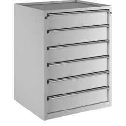 ANKE Schubladenschrank, BxT 760 x 675 mm, Schubladentraglast 100 kg, 6 Schubladen, H&ouml;he 980 mm, Front lichtgrau