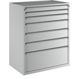 ANKE Schubladenschrank, BxT 1060 x 675 mm, Schubladentraglast 100 kg, 7 Schubladen, H&ouml;he 1280 mm, Front lichtgrau