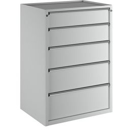 ANKE Schubladenschrank, BxT 910 x 675 mm, Schubladentraglast 100 kg, 5 Schubladen, H&ouml;he 1280 mm, Front lichtgrau
