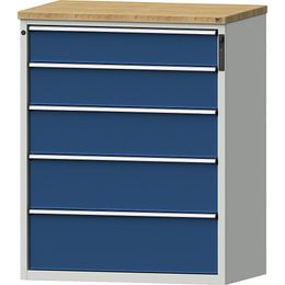 ANKE Schubladenschrank, elektronisches PIN-Schloss, 5 Schubladen, HxBxT 1320 x 1060 x 685 mm, blau