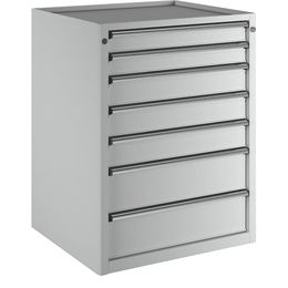 ANKE Schubladenschrank, BxT 760 x 675 mm, Schubladentraglast 100 kg, 7 Schubladen, H&ouml;he 980 mm, Front lichtgrau