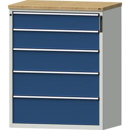 ANKE Schubladenschrank, NFC-Schloss, 5 Schubladen, HxBxT 1320 x 1065 x 685 mm, blau