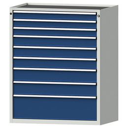 ANKE Schubladenschrank, BxT 1060 x 675 mm, Schubladentraglast 100 kg, 9 Schubladen, H&ouml;he 1280 mm, Front enzianblau
