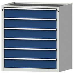 ANKE Schubladenschrank, BxT 910 x 675 mm, Schubladentraglast 100 kg, 6 Schubladen, H&ouml;he 980 mm, Front enzianblau