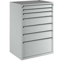 ANKE Schubladenschrank, BxT 910 x 675 mm, Schubladentraglast 100 kg, 7 Schubladen, H&ouml;he 1280 mm, Front lichtgrau