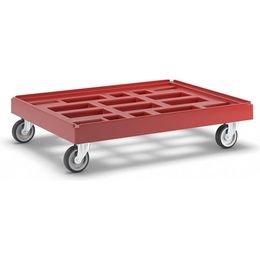 Transportroller, LxB 814 x 612 mm, aus HDPE, feuerrot kaiserkraft