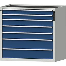 ANKE Schubladenschrank, elektronisches PIN-Schloss, 7 Schubladen, HxBxT 980 x 1060 x 675 mm, blau