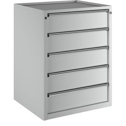 ANKE Schubladenschrank, BxT 760 x 675 mm, Schubladentraglast 100 kg, 5 Schubladen, H&ouml;he 980 mm, Front lichtgrau