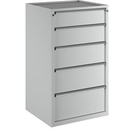ANKE Schubladenschrank, BxT 760 x 675 mm, Schubladentraglast 100 kg, 5 Schubladen, H&ouml;he 1280 mm, Front lichtgrau