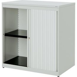 Mauser Querrollladenschrank, HxBxT 830 x 800 x 432 mm, Kunststoffplatte, 1 Fachboden, lichtgrau / lichtgrau / lichtgrau