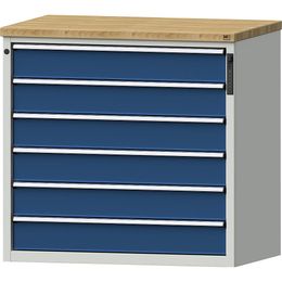 ANKE Schubladenschrank, elektronisches PIN-Schloss, 6 x 150 mm Schubladen, HxBxT 1020 x 1060 x 685 mm, blau