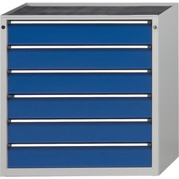 ANKE Schubladenschrank ohne Platte, Breite 910 mm, Schubladentraglast 200 kg, 6 Schubladen &agrave; 150 mm, Front enzianblau