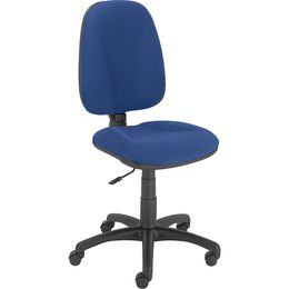 eurokraft basic Bürostuhl JUPITER, Gestell schwarz, ohne Armlehnen, Permanentkontakt-Mechanik, Bezug blau