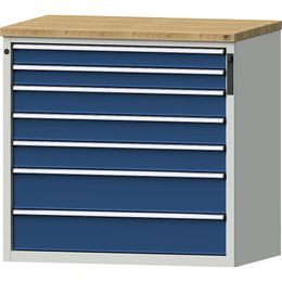 ANKE Schubladenschrank, NFC-Schloss, 7 Schubladen, HxBxT 1020 x 1065 x 685 mm, blau