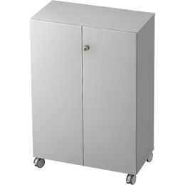 eurokraft pro Aktenschrank, 2 Fachb&ouml;den, mit Rollen, lichtgrau