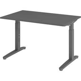 eurokraft pro ANNY - Schreibtisch mit C-Fußgestell, höhenverstellbar 650 - 850 mm, Breite 1200 mm, graphit / graphit