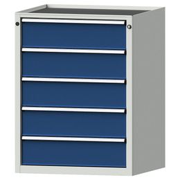 ANKE Schubladenschrank, BxT 760 x 675 mm, Schubladentraglast 100 kg, 5 Schubladen, H&ouml;he 980 mm, Front enzianblau