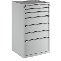 ANKE Schubladenschrank, BxT 760 x 675 mm, Schubladentraglast 100 kg, 7 Schubladen, H&ouml;he 1280 mm, Front lichtgrau