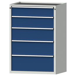 ANKE Schubladenschrank, BxT 910 x 675 mm, Schubladentraglast 100 kg, 5 Schubladen, Höhe 1280 mm, Front enzianblau