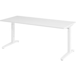 eurokraft pro ANNY - Schreibtisch mit C-Fußgestell, höhenverstellbar 650 - 850 mm, Breite 1800 mm, weiß / weiß