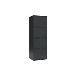 4er-Schlie&szlig;fachschrank Fydor, 2 Abteile, grau, B 600 mm, 2 Abteile, flache Dachform, Zylinderschloss kaiserkraft