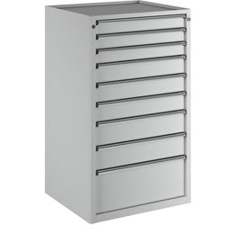 ANKE Schubladenschrank, BxT 760 x 675 mm, Schubladentraglast 100 kg, 9 Schubladen, H&ouml;he 1280 mm, Front lichtgrau